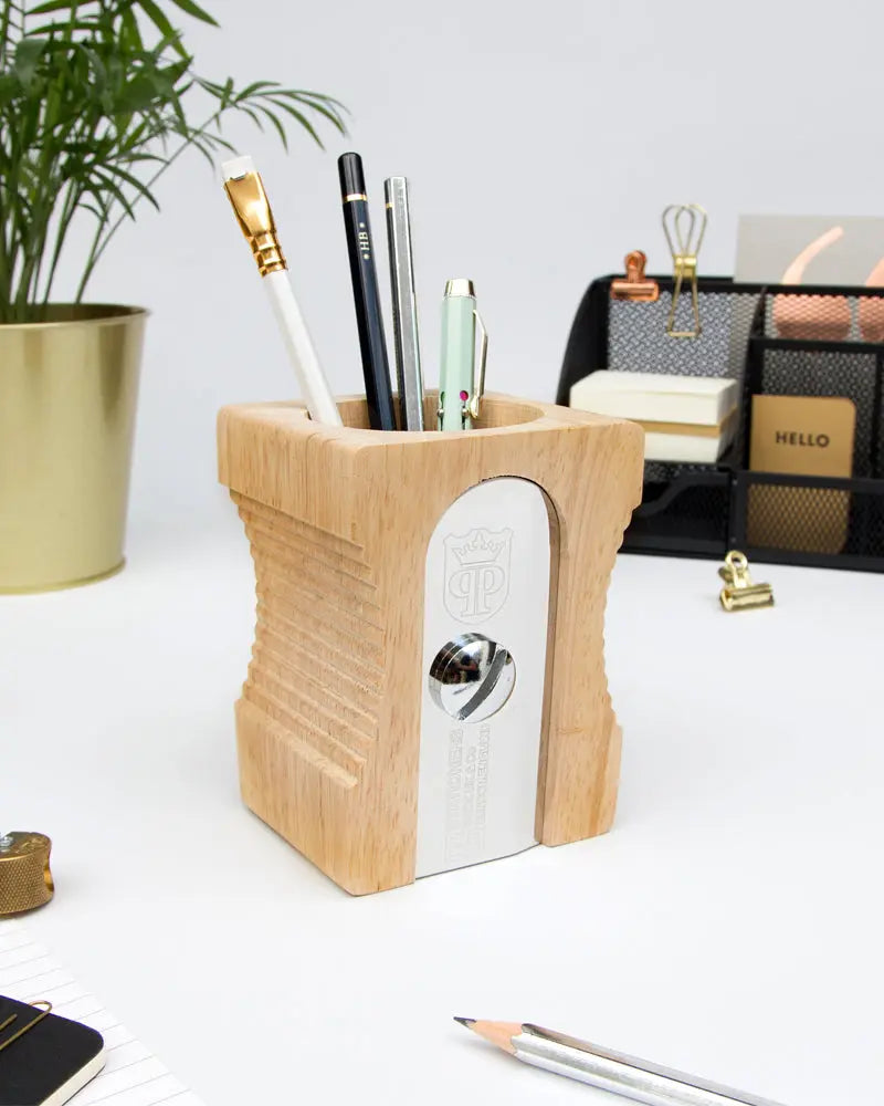 Suck UK Light Wood Giant 'Pencil Sharpener' Desk Tidy – Woven Retail